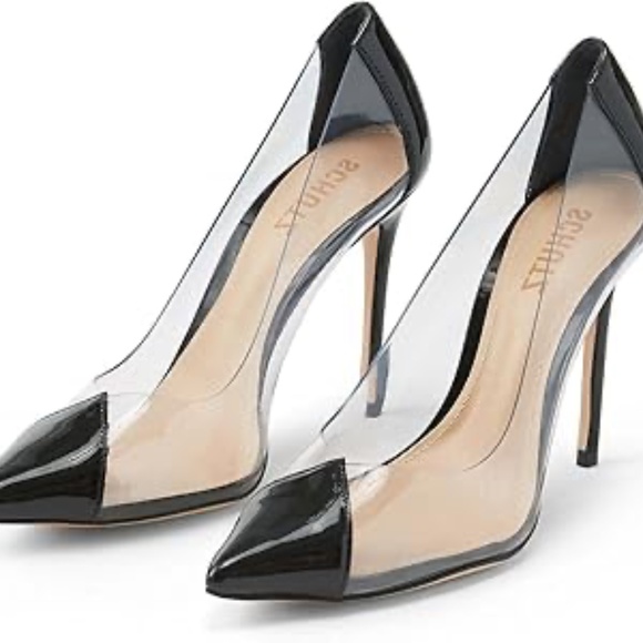 SCHUTZ | Shoes | Schutz Cendi Pencil Thin Stiletto Clear Patent Pump ...